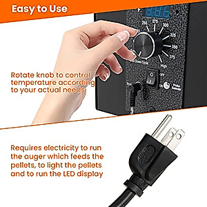 ORALNER Portable Pellet Smoker Grill, 8 in 1 Tabletop Outdoor BBQ Grilling Stove for Tailgating RV Travel Camping Apartment Cooking, Small Wood Pellet Meat Smokers w/LED Screen, Temperature Probe