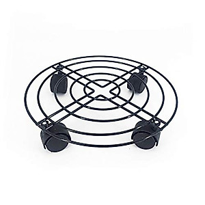 Newooh Metal Plant Caddy Heavy Duty Iron Potted Plant Stand with Wheels Round Flower Pot Rack on Rollers Dolly Holder Wheels Indoor Outdoor Planter Trolley Casters Rolling Tray Coaster 4 Wheels