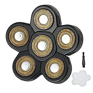 6 Blades Electric Shaver Replacement Heads Upgrade Razor Shaver Replaceable Floating Blades Wet and Dry for Bald and Face (Gold)…