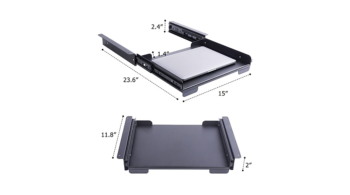 GOME Under Desk Laptop Drawer | Desktop Extension Mount
