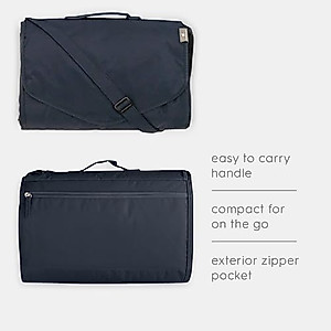 Little Unicorn 5'x5' Outdoor Family Picnic & Beach Blanket | Durable & Water-Resistant Fabric | Compact Fold & Easily Wipes Clean | Zipper Pocket (Navy Plaid)