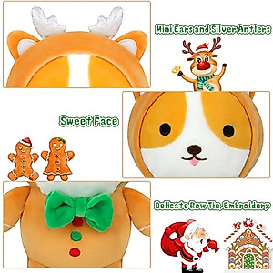 Leokawin Corgi Stuffed Animal Dog Plush Toy, 8" Cute Gingerbread Corgi Plush Doll, Kawaii Corgi in Gingerbread Plushie, Dog Plush Doll Gift for Kids