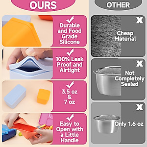 Viotiin Silicone Dips Containers Compatible with OmieBox, 4 Pack Salad Dressing Container To Go for Most Bento Lunch Box, Small Snack Condiment Container with Lids for kids