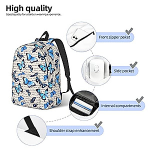 XBFCDN Vintage Blue Butterfly Backpack For Men Women Extra Large Travel Backpacks Fits 17 Inch Laptop