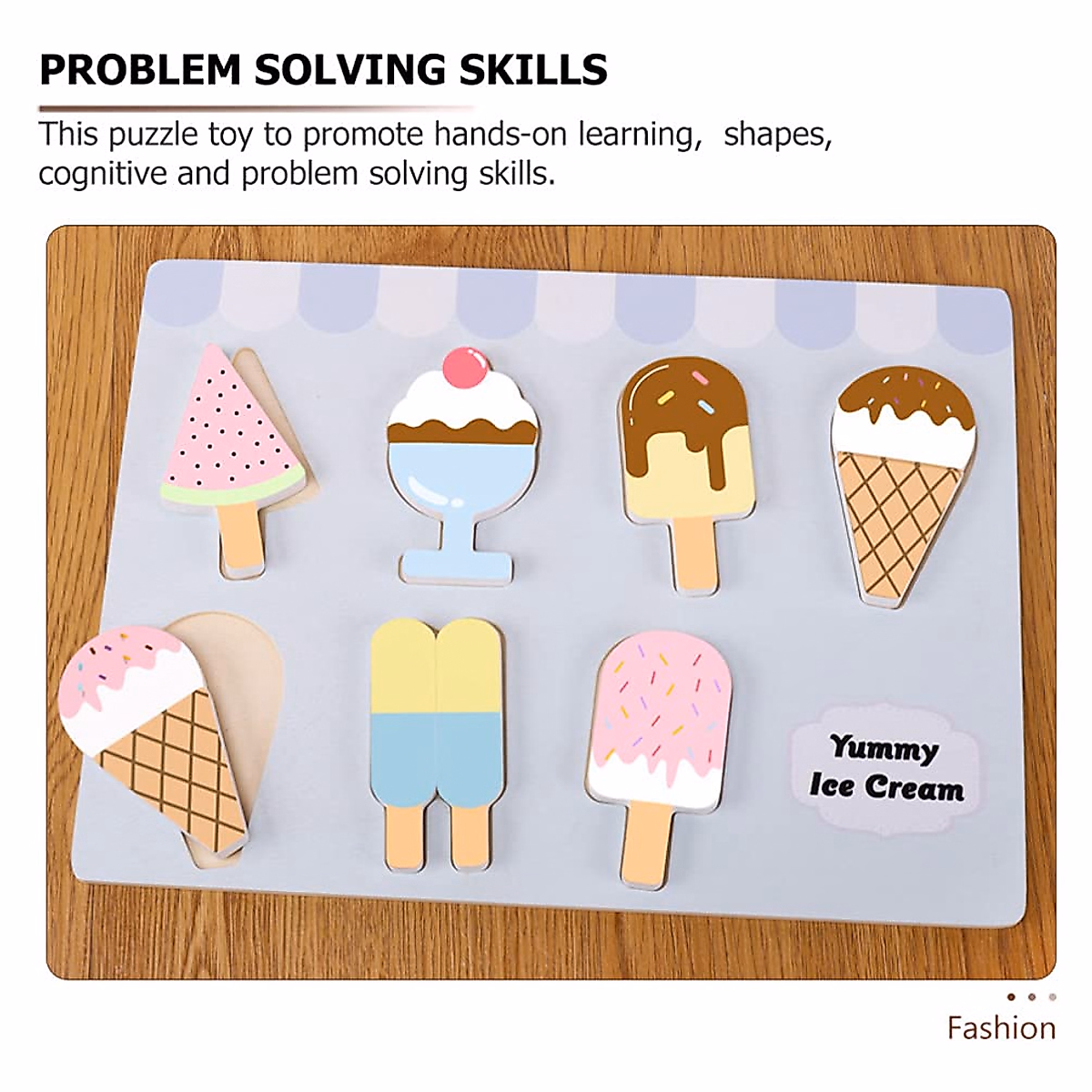 TOYANDONA Ice Cream Puzzles Wooden Educational Preschool Puzzles for Toddlers Kids Boys Girls Children Math Learning Set