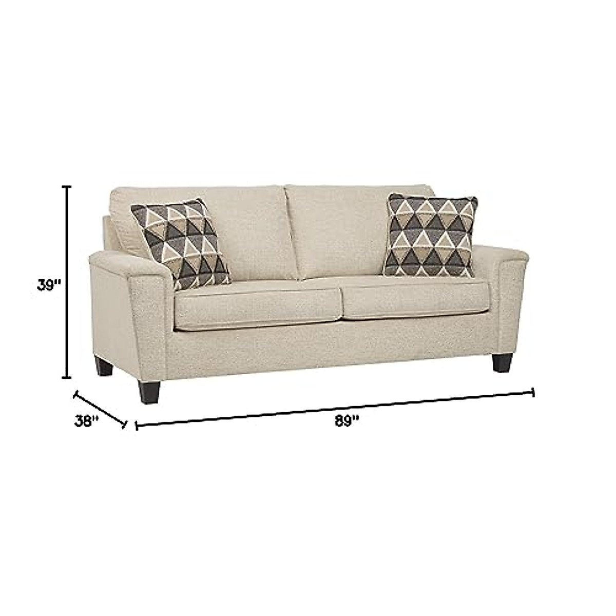 Signature Design by Ashley Abinger Chenille Contemporary Sofa with 2 Accent Pillows, Beige