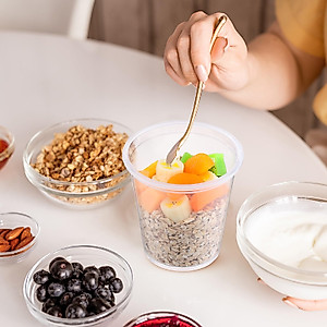 Blushtier 10 Pcs Overnight Oats Containers with Lids 24 oz Leak Proof Oats Jars Reusable Plastic Food Storage Meal Prep Container for Yogurt Cereal Soup Milk Salad Dishwasher Safe