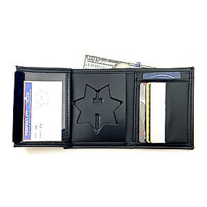 Perfect Fit Shield Wallets 7-point Star Blackinton B2001 Hidden Badge Wallet Leather (Cutout PF215-2.87 In Tall by 2.85 In Wide) California DOC