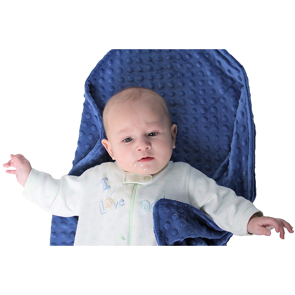 Reversible Unisex Children's Soft Baby Blanket Minky Dot (Navy/Navy)
