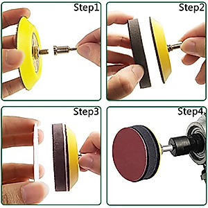 320PCS 3 Inch Sanding Discs, MAPRIAL 40-2000 Grit Assortment Grinding Abrasive Hook and Loop Sandpaper with 1/8” Shank Backer Plate and Soft Foam Buffing Pad for Drill Grinder Rotary Tools Attachment.