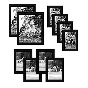Americanflat 10-Piece Black Picture Frame Set | Includes Sizes 8x10, 5x7, and 4x6. & 7 Pack Gallery Wall Set | Displays One 11x14, Two 8x10, and Four 5x7 inch photos