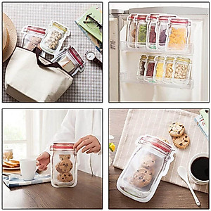 Hubosale Ziplock Bags, Hubosale Food Storage Bags, Reusable Mason Bottle Ziplock Bags, Reusable Mason Jar Ziplock Bags, Reusable Mason Jar Bags Food Storage Plastic Bags (10Set-40PCS)
