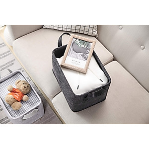 Collapsible Storage Basket with Carry Handles Felt Fabric Storage Bin Durable Organizer for Gift Toys Shoes Clothes Towels Nursery Home Laundry Office Decorative Organizing Box(Dark grey)