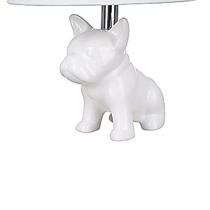 Catalina Lighting Whimsical Ceramic French Bulldog Table Lamp, 15.5", White