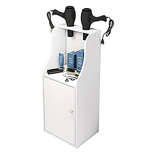 MAHFEI Barber Stations Storage Cabinet, Salon Cabinet Beauty Spa Styling Station Spa Equipment Hair Stylist Station with 2 Hair Dryer Holders (Color : White-A, Size : 32x30x80cm)