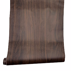 Yifely Dark Brown Peach Wood Grain Drawer Paper Self Adhesive Shelf Liner Night Stand Table Cover Sticker 17.7 Inch by 9.8 Feet