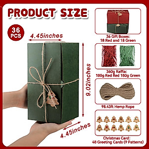 Tenceur 36 Set Christmas Gift Boxes with Lids Bulk 9 x 4 x 4 Inch Kraft Gift Box Empty Gift Box with Christmas Tag Raffia Twine for Xmas Holiday Valentine's Day Wedding Bridesmaid Birthday Party Favor