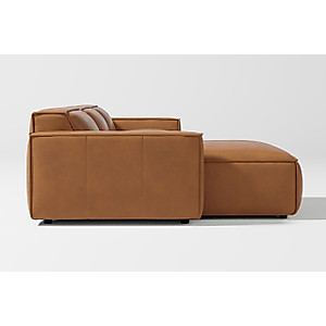 Valencia Nathan Nappa Leather Couch - 3 Seats with 2 Chaises - 100% Full Aniline Leather Modern Sectional Sofa for Lounge and Living Room Solid Wood Frame and High-Resilience Foam (Caramel Brown)