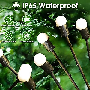 2024 Solar Garden Lights, 2 Pack Solar Firefly Lights, Solar Sway Lights Outdoor Waterproof, Solar Twinkle Swaying Fairy Light for Yard Patio Pathway Garden Decoration (Warm White)