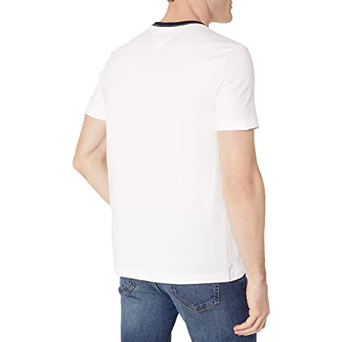 Tommy Hilfiger Men's Short Sleeve Signature Stripe Graphic T-Shirt, Bright White, SM