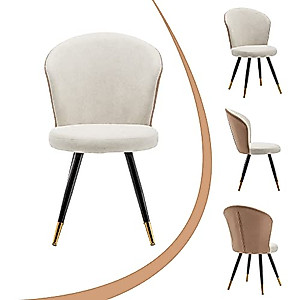 ALISH Dining Chairs, Modern Dining Chairs Set of 2, Uphosltered Dining Room Chairs Kitchen Chairs Desk Chairs Armless Side Chairs Beige