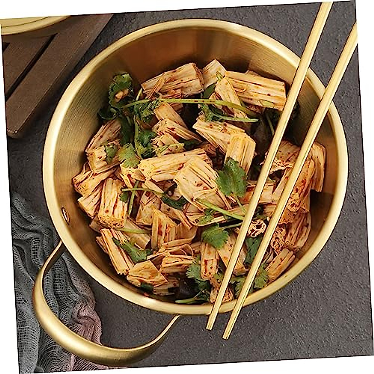 SHOWERORO 1pc Stainless Steel Noodle Bowl Korean Pots for Cooking Saucepan with Lid Portable Garment Steamer Stew Pot Steam Pot Milk Pan Stainless Steel Pot Korean Food Pot Noodle Pot Golden