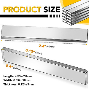 Strong Neodymium Bar Magnets (50 Pack) - 2X Stronger, 2X Thicker, Powerful Rare Earth Magnets - Industrial Strength NdFeB Magnet Set for Fridge, DIY, Crafts - 60 x 10 x 3 mm