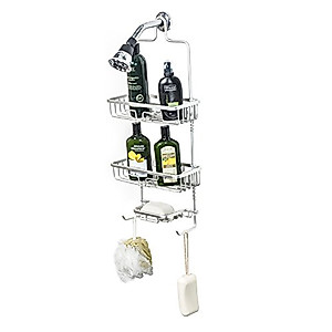 Splash Home Shower Caddy, Bathroom Organizer, Aluminum Hanging Over Shower Head, 3 Storage Rack Rustproof for Shower Room and Bathroom 24 x 5 x 11.5, Chrome