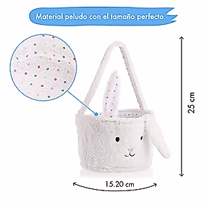 Homarden Plush Bunny Storage Baskets - Foldable Ears Candy Bag Easter Egg Basket - Bunny Basket for Kids - Toy Storage and Candy Bucket for Easter Egg Hunt Play Time or Kids Birthday Party