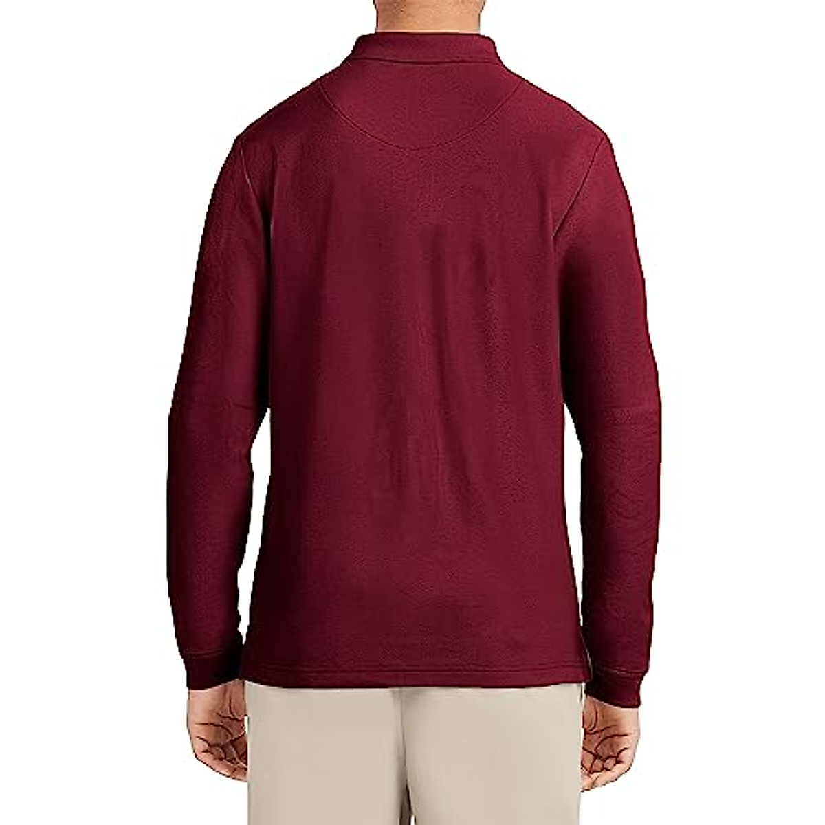 IZOD mens Long Sleeve Pique School Uniform Polo Shirt, Burgundy, 34-35 US