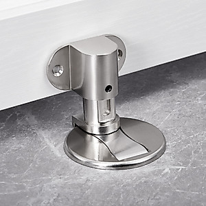 INIRET 2 Packs Silvery Door Stopper，Height-Adjustable Invisible Magnetic Door Stop,Door Catch/Stopper for Bottom of Door，Hold Your Door Open，with Adhesive No Drilling,for Home Office Bedroom