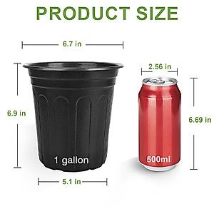 GroTheory 100 Pack 1 Gallon Nursery Pots, Plastic Pots for Plants, Plastic Flower Pots, Plastic Plant Pot, Seedling Pots for Potting, Seed, Succulent, Planting Pots with Plant Labels, 6.7 Inch