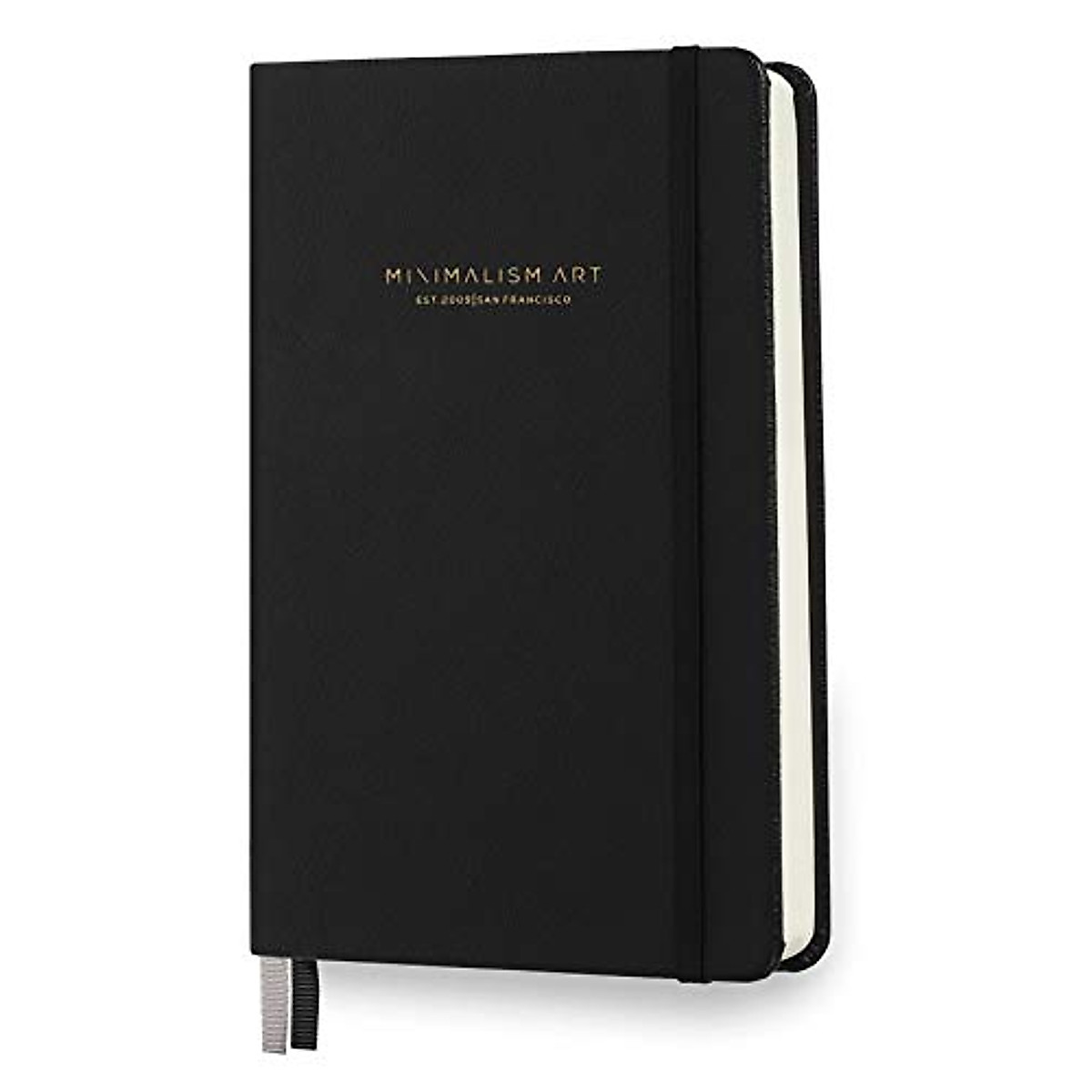Minimalism Art, Premium Hard Cover Notebook Journal, X-Large Size, Master A4 8.3" x 11.4", 186 Numbered Pages, Gusseted Pocket, Ribbon Bookmark, Extra Thick Ink-Proof Paper 120gsm (Plain, Black)