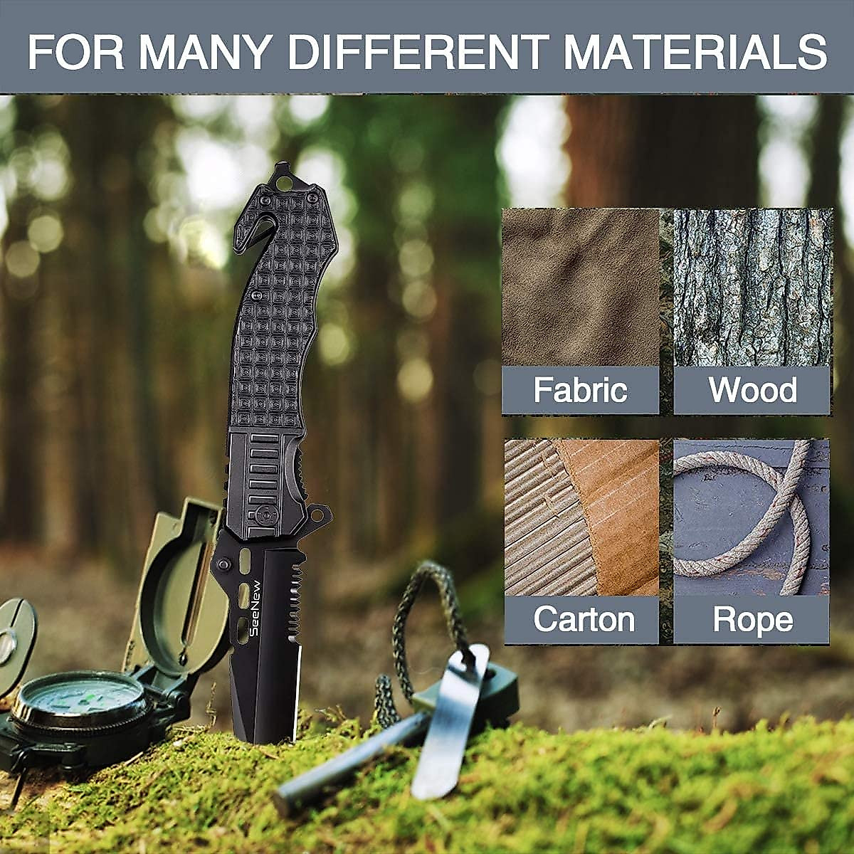 Seenew Outdoor Survival Pocket Knife Perfect for Work Hiking Camping（Large gift box）