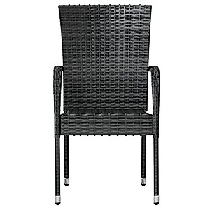 qiangxing 3 Piece Patio Dining Set Outdoor Patio Dining Set Outdoor Patio Furniture Patio Set Patio Table and Chairs Set Poly Rattan Black 3098028