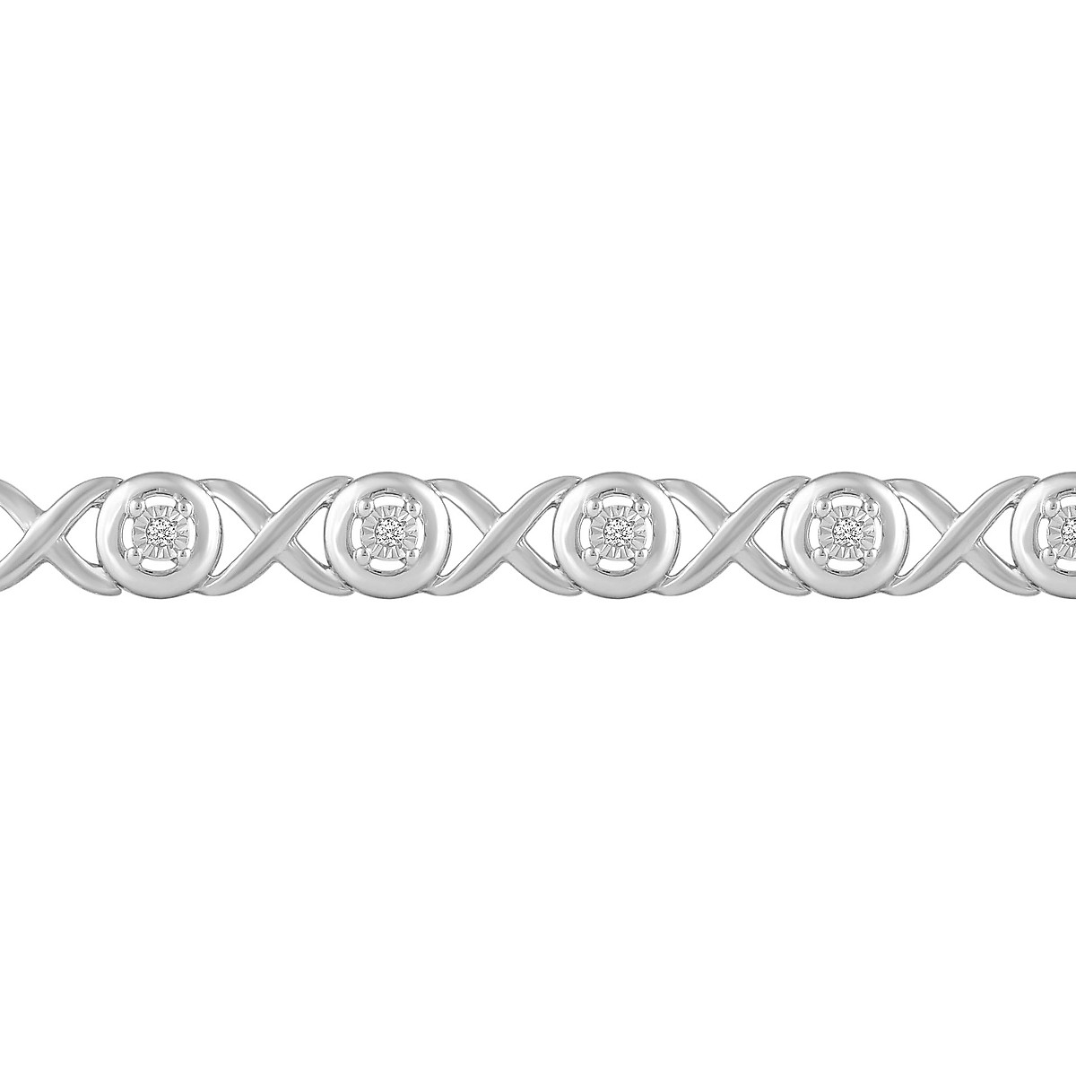 Fifth and Fine 1/6 Carat tw Natural Diamond XO Tennis Bracelet in 925 Sterling Silver