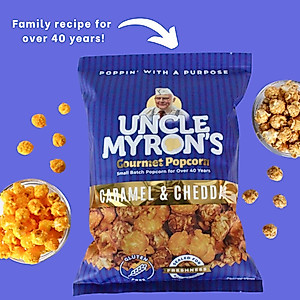 Uncle Myron's Popcorn Mix, 11.0oz, Cheese and Caramel Gourmet Popcorn, Gluten Free, Sweet and Salty Snack, Cheese and Caramel Popcorn Mix, Popcorn Mix