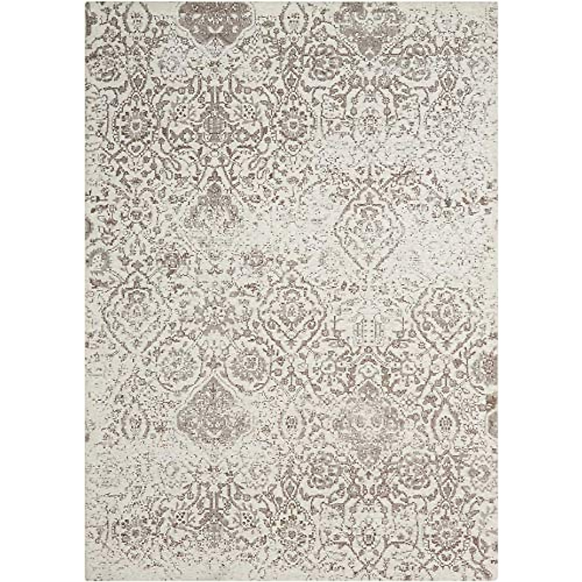 Nourison Damask Farmhouse Ivory 5' x 7' Area -Rug, Easy -Cleaning, Non Shedding, Bed Room, Living Room, Dining Room, Kitchen (5x7)