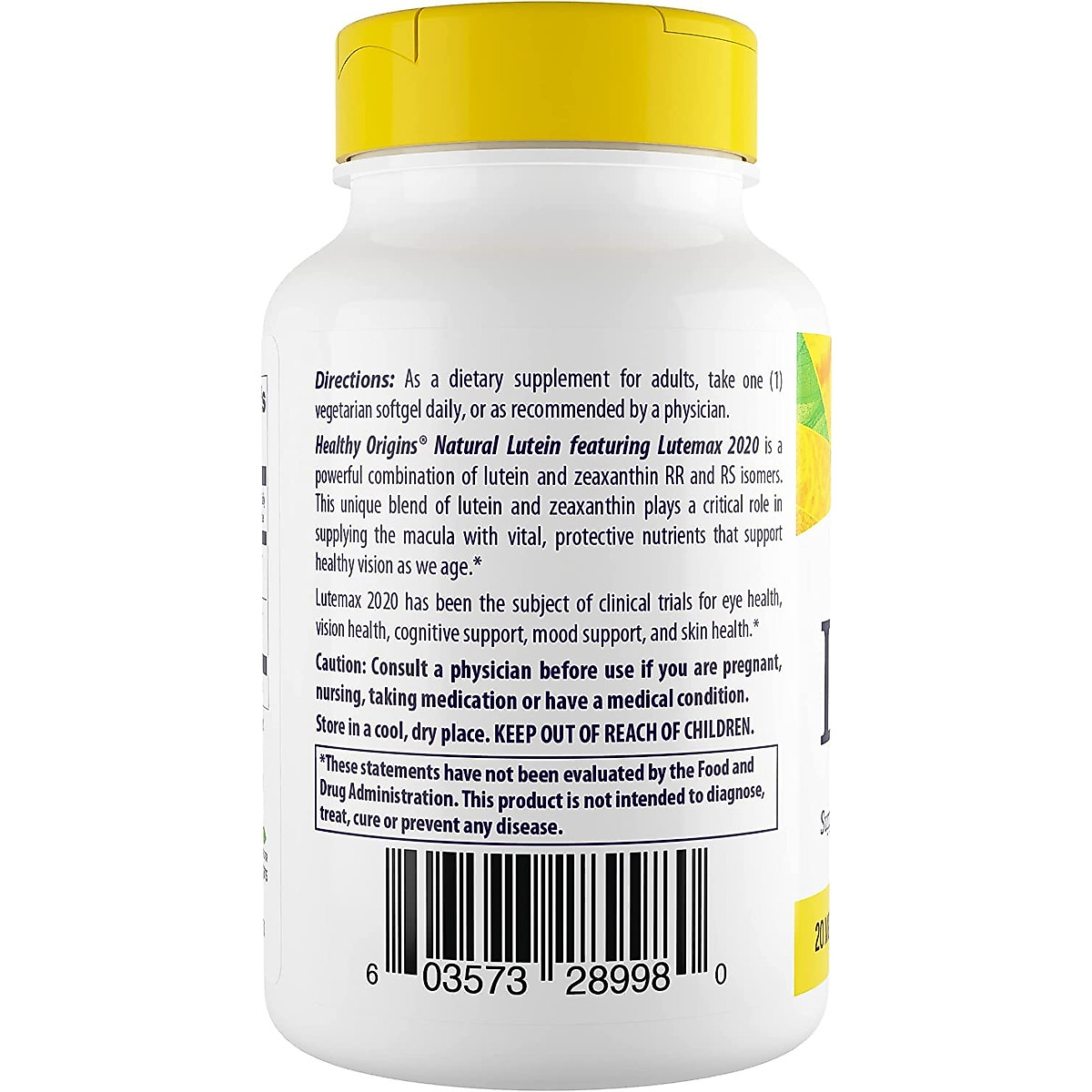 Healthy Origins Lutein (Lutemax 2020), 20 mg - for Healthy Vision & Eye Health - Supplement with Zeaxanthin - Vegan, Non-GMO & Gluten-Free Supplement - 180 Veggie Gels