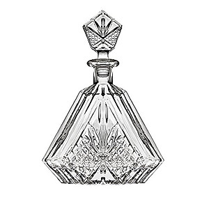 Whiskey Decanter Set with 2 Old Fashioned Whisky Glasses for Liquor Scotch Bourbon or Wine - Irish Cut Triangular Clear