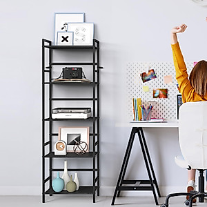 CADUKE Black Tall Bookcase 5 Tier Book Shelf for Bedroom Industrial Bookshelf with Storage Book Shelves for Kids Room Standing Office Bookshelves and Bookcases for Bedroom Living Room