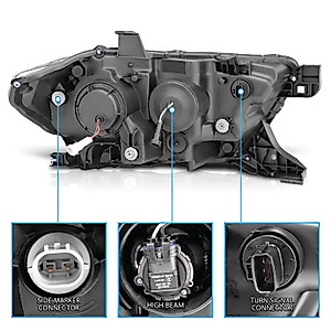 AmeriLite for 2016-2022 Toyota Tacoma SR SR5 [No LED DRL Bar Models] Switchback Tube Quad Projector Black Replacement Headlight Assembly Pair - Passenger and Driver Side