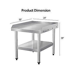 ROVSUN Stainless Steel Equipment Stand 24" L x 30" W x 26" H with Adjustable Undershelf, NSF Commercial Heavy Duty Work Table & Grill Stand Table for Restaurant, Home and Hotel Kitchen