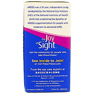 Bausch + Lomb PreserVision Eye AREDS Lutein Soft Gels 120 CT [2 BOXES]