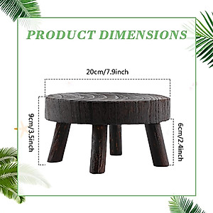 Wooden Step Stools,Small Portable Wood Stepping Stools with Smooth Cutting Edge for Kids Adults,Non-SlipRound Step Stool for Bedroom Living Room Blcony Bathroom Kitchen ﻿(L,Color:Dark Brown)