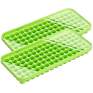 Webake Silicone Ice Cube Tray with Lid Small Ice Nugget Molds 90 Grids Mini Tiny Crushed Ice Trays 2 Pack For Chilled Drinks, Whiskey Cocktails (Stackable, BPA Free)