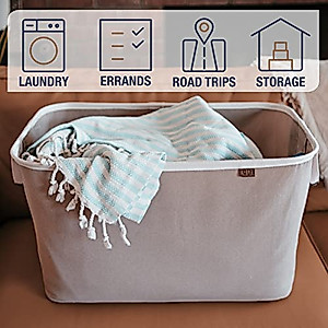 CleverMade Collapsible Fabric Laundry Basket - Premium Foldable Pop Up Storage Bin - Space Saving Hamper with Side Handles Large, Mocha, 2 Pack