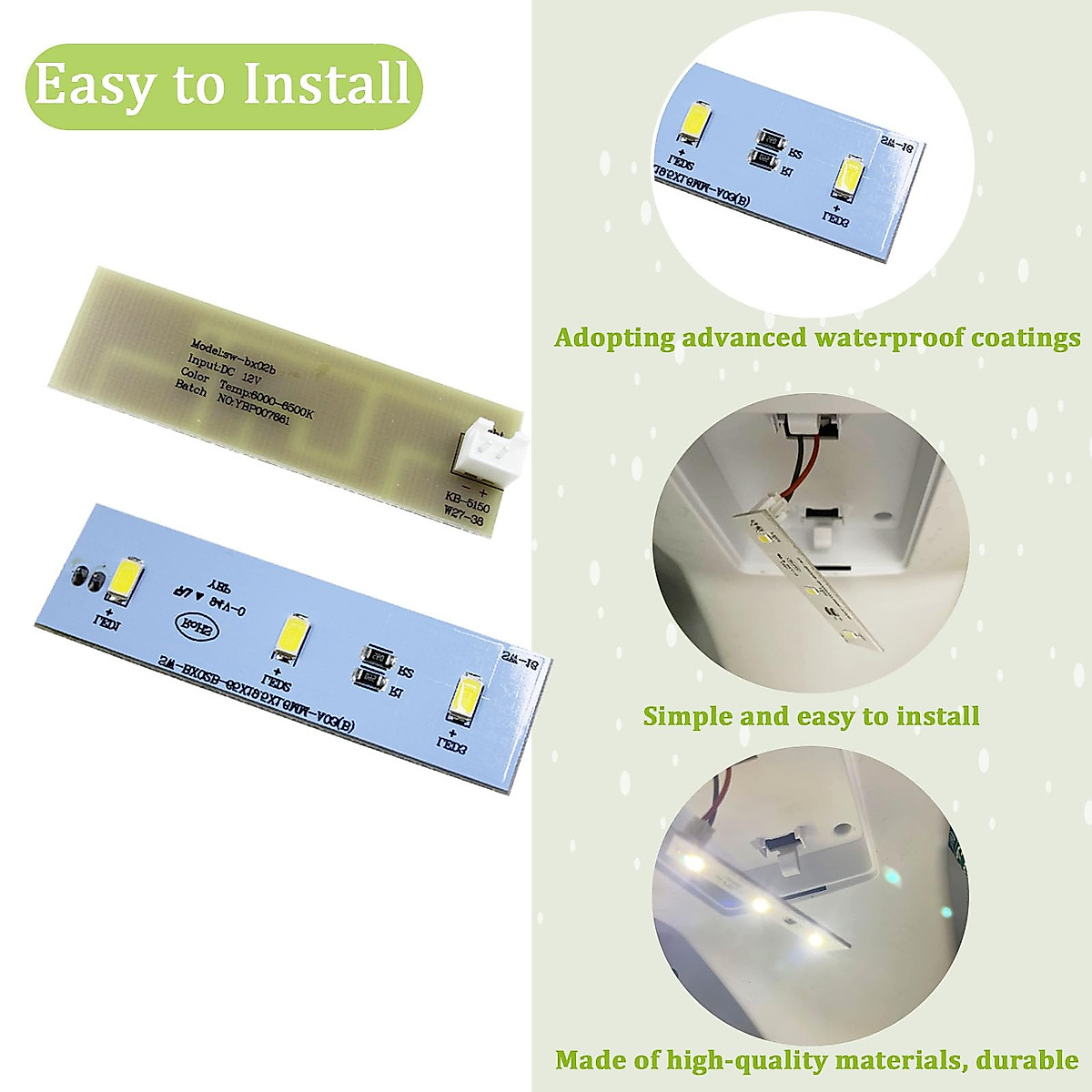 SW-BX02B Refrigerator LED Light Board Replacement for Frigidaire Refrigerator LED Light,Refrigerator LED Light Module Replacement ZBE2350HCA sw-bx02b(8PC)