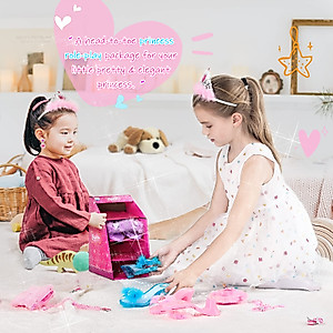 Princess Shoes and Girls Purse Jewelry Toys, Princess Dress Up Clothes for Little Girls, Toddler Dress Up Shoes, Crown Necklace Earrings, Ring, Girls Toys for Little Girls 3,4,5Years Old Pink