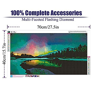 pchmcu 5D Diamond Art Aurora Lake，Forest Diamond Painting Kits for Adults，DIY Full Drill Crystal Rhinestone Arts and Crafts，Gem Art Paint with Diamond Home Wall Decor(27.5 X 15.7inch)